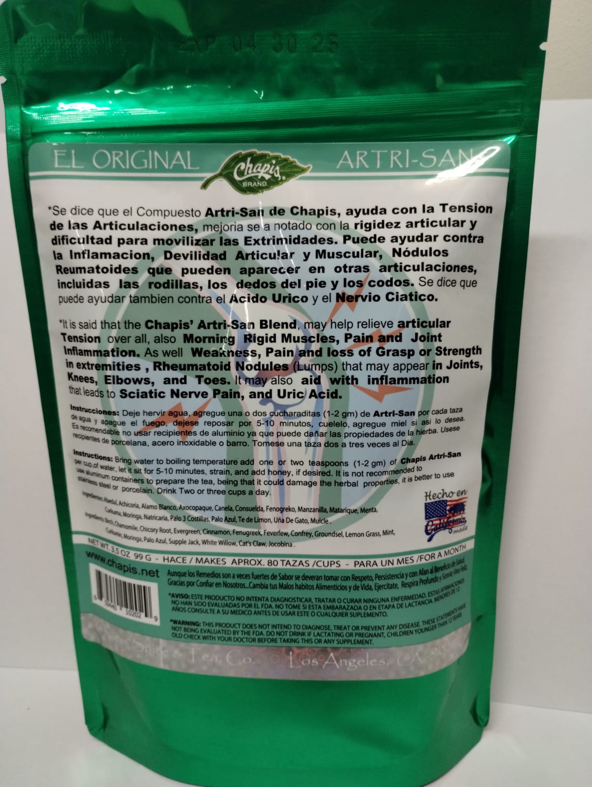 Chapis Artri-San Formula Organica, 3.5 oz – Milagros de Mexico